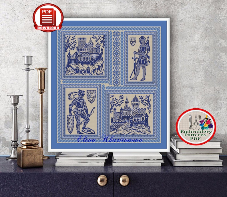 Castles and Knights Counted Cross Stitch Pattern Medieval - Etsy