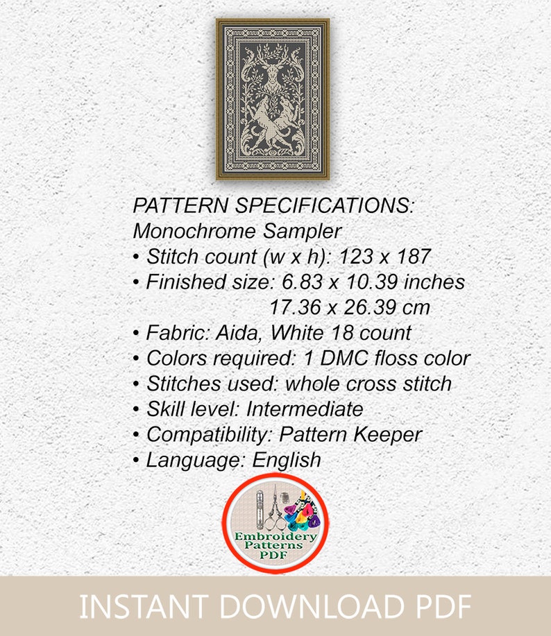 Hunting Monochrome Sampler Cross Stitch Pattern Deer and Hound - Etsy