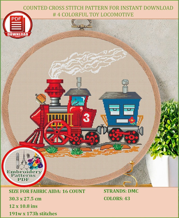 Old Fashioned Train Cross Stitch Pattern Railway Locomotive - Etsy