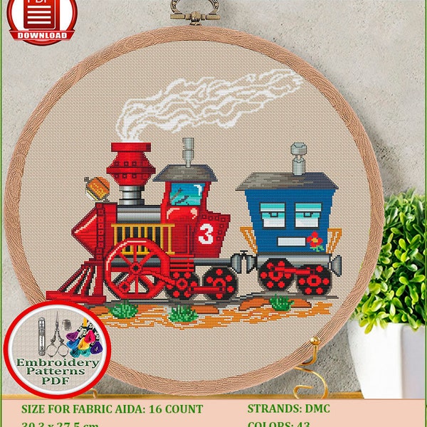 Train Cross Stitch - Etsy