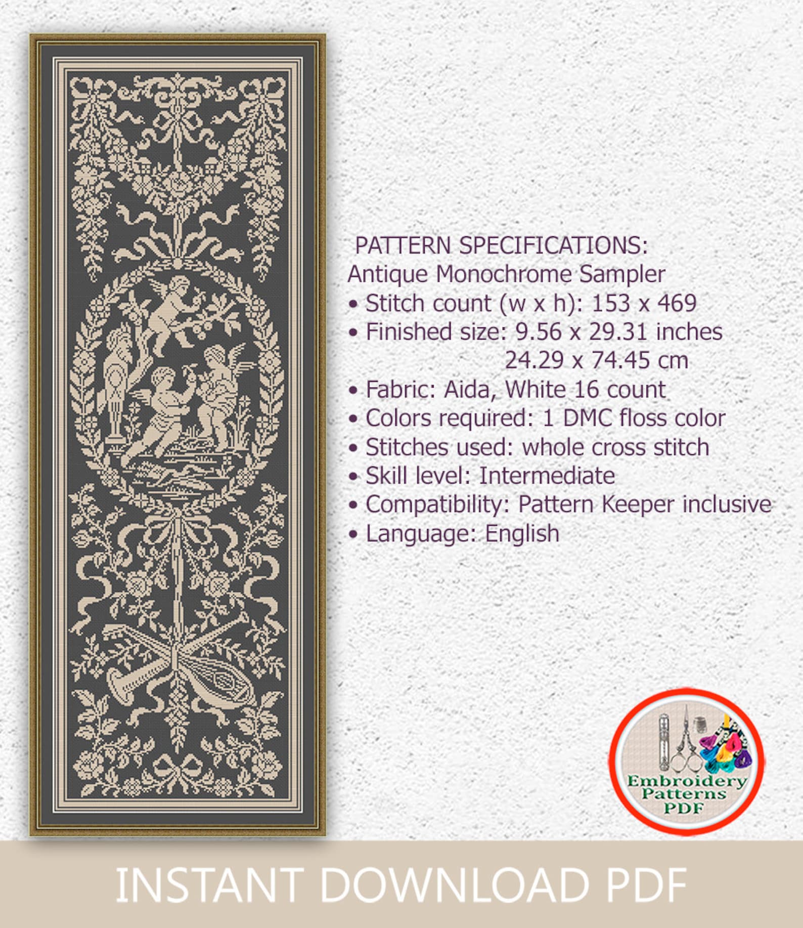 Three Little Angels in Garden Counted Cross Stitch Pattern - Etsy