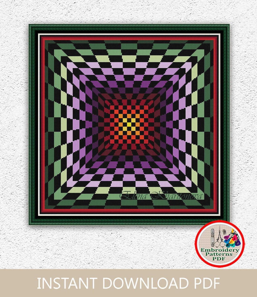 Square Optical Illusion Counted Cross Stitch Pattern Geometric Cross ...