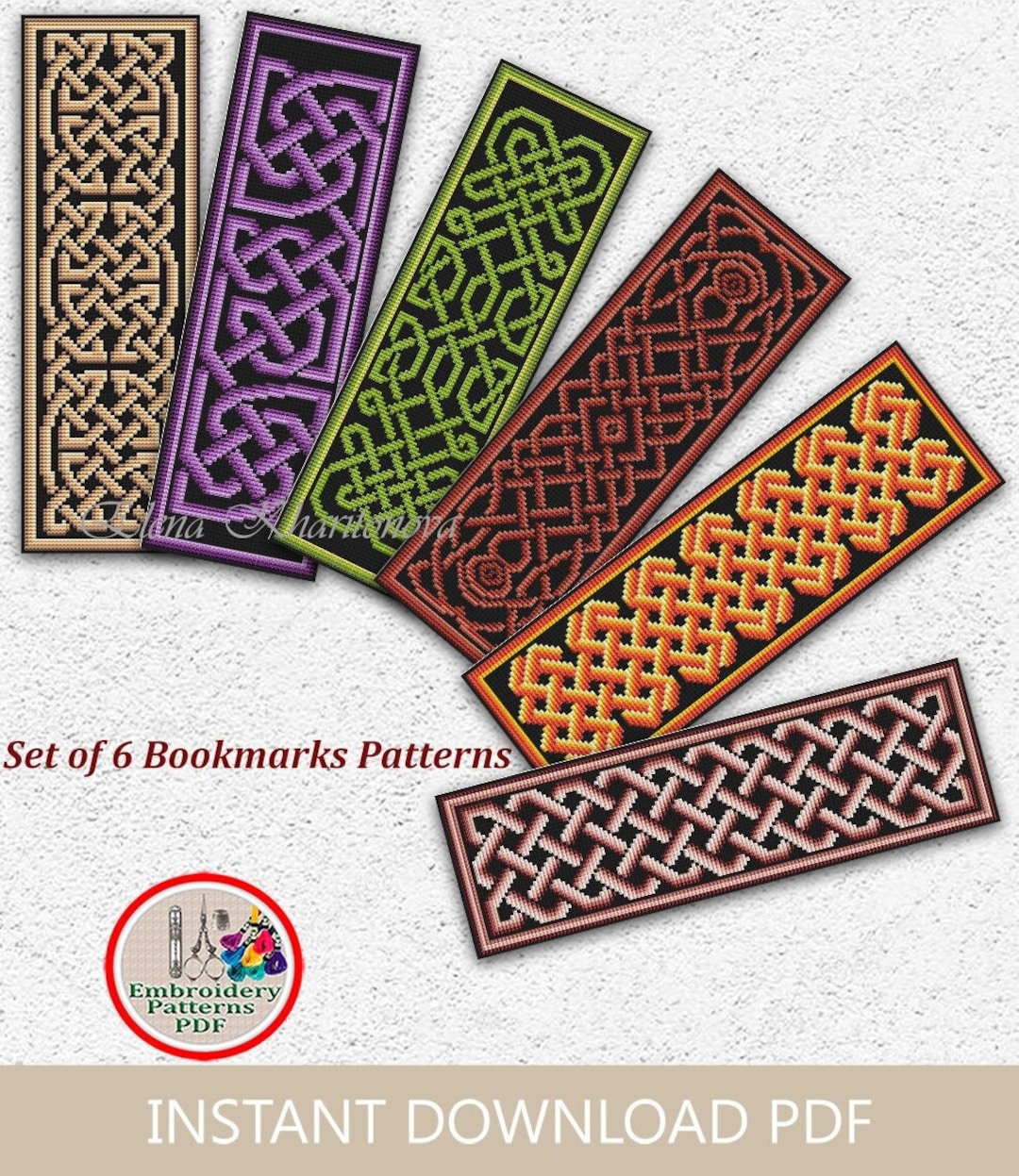 Celtic Knot Bookmarks Cross Stitch Pattern Set of 6 Bookmarks Sampler ...