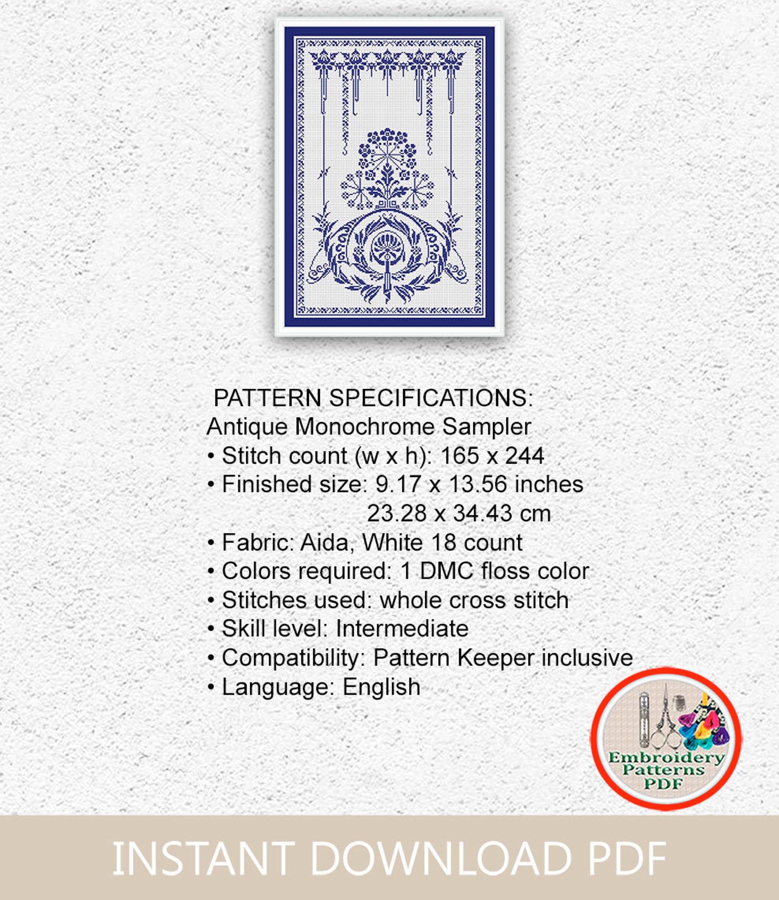 Floral Monochrome Sampler Counted Cross Stitch Pattern - Etsy