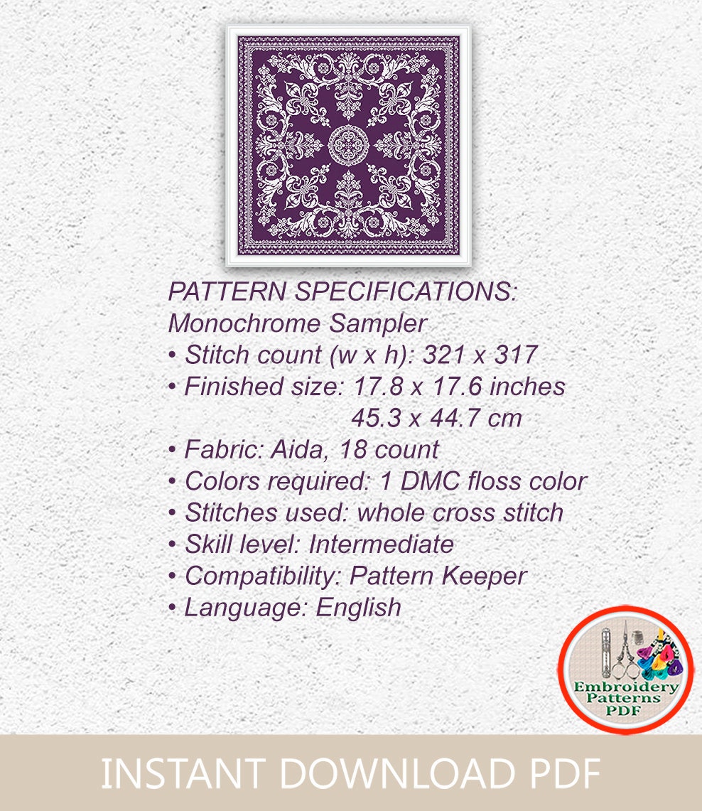 Monochrome Sampler Counted Cross Stitch Pattern Pillow Cross - Etsy