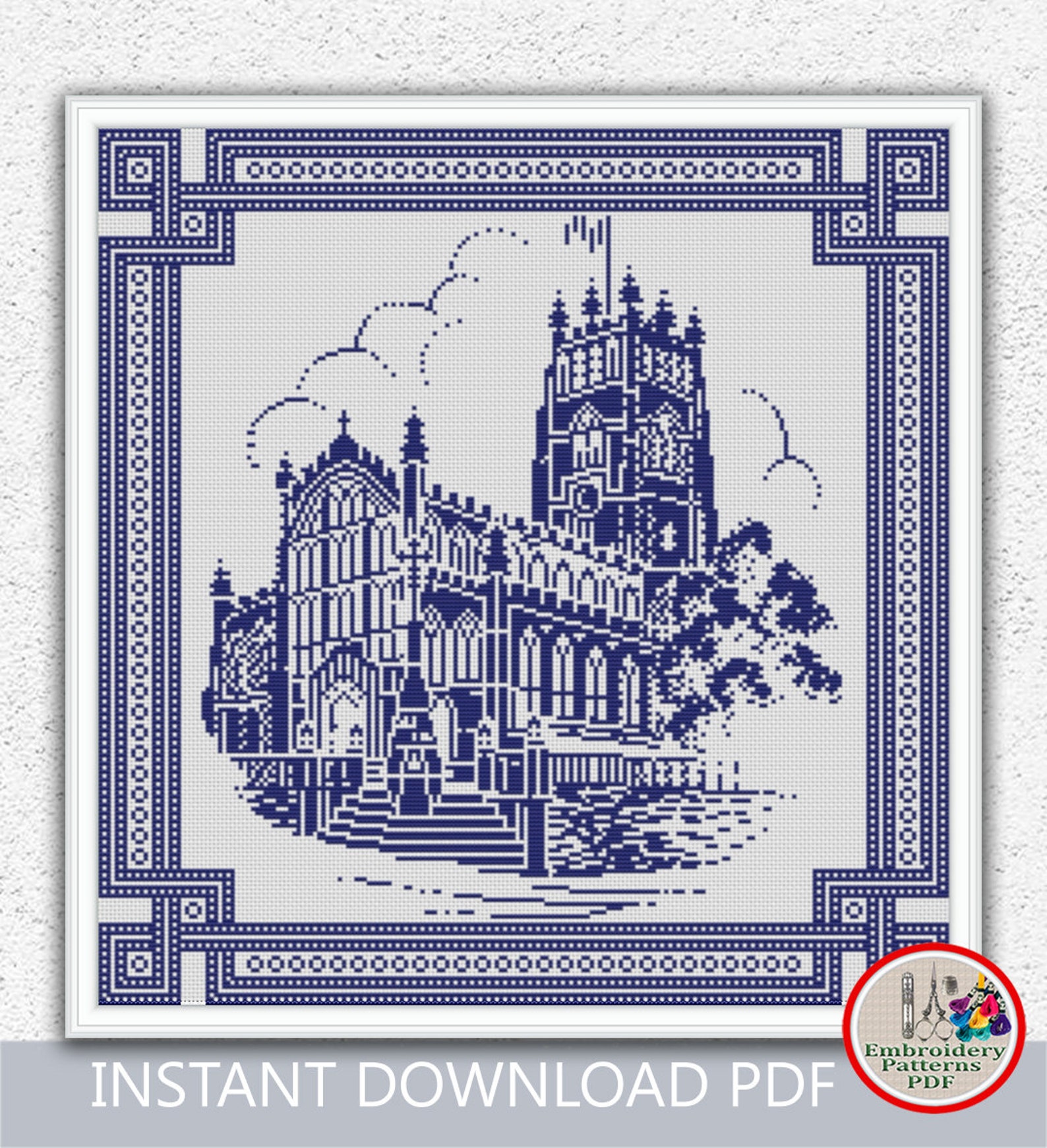 Medieval Castle Counted Cross Stitch Pattern Monochrome - Etsy