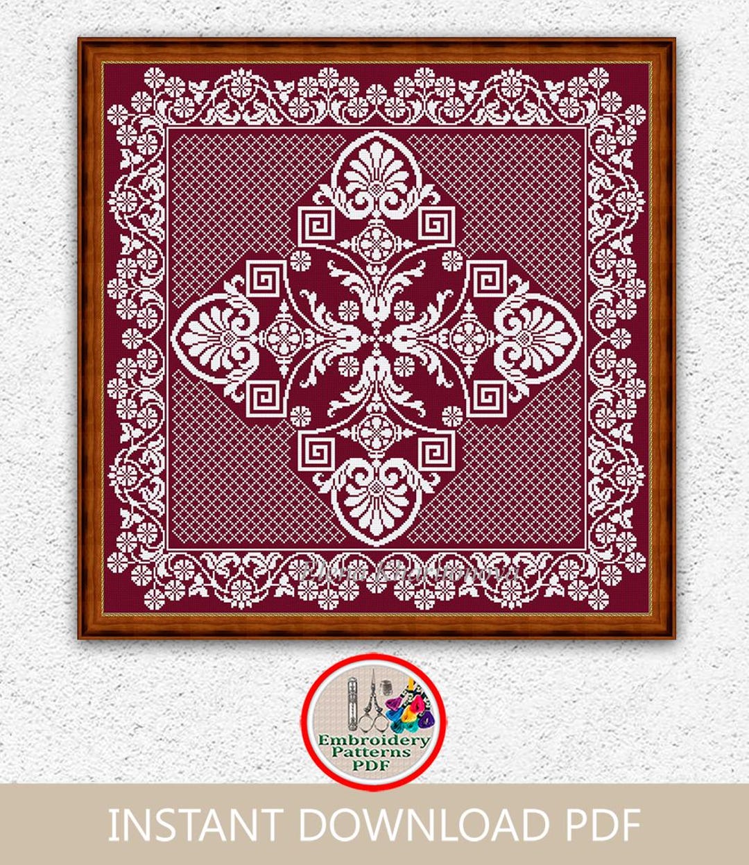 Antique Monochrome Sampler Cross Stitch Pattern Pillow Cross Stitch ...