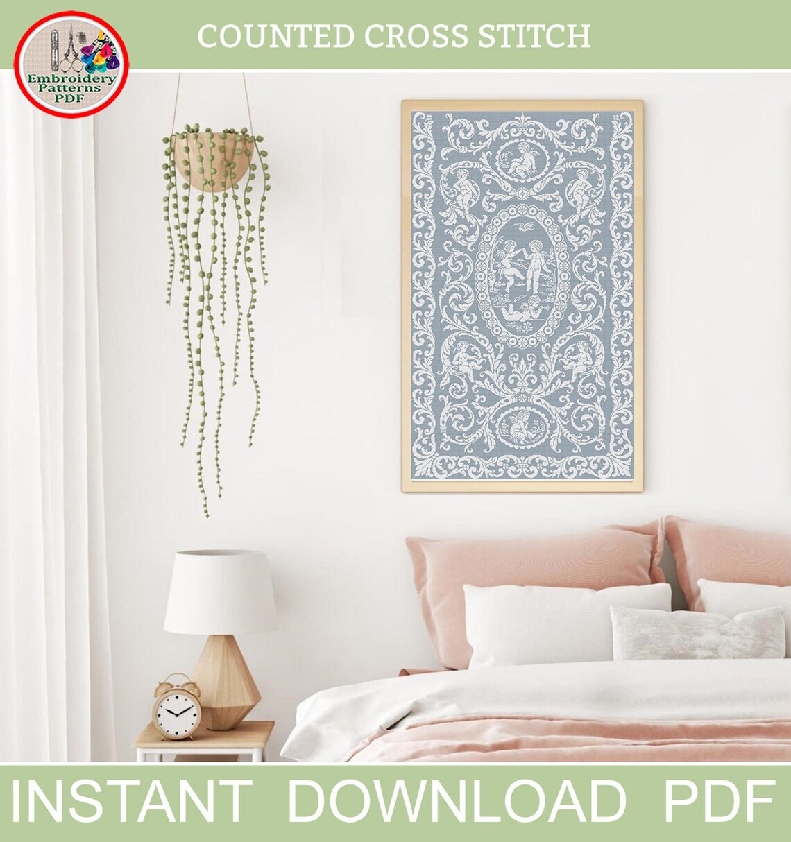 Angels Counted Cross Stitch Pattern Monochrome Sampler - Etsy