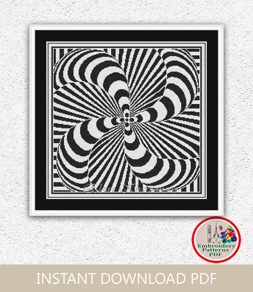 Black and White Swirls Cross Stitch Pattern Geometric Cross Stitch ...