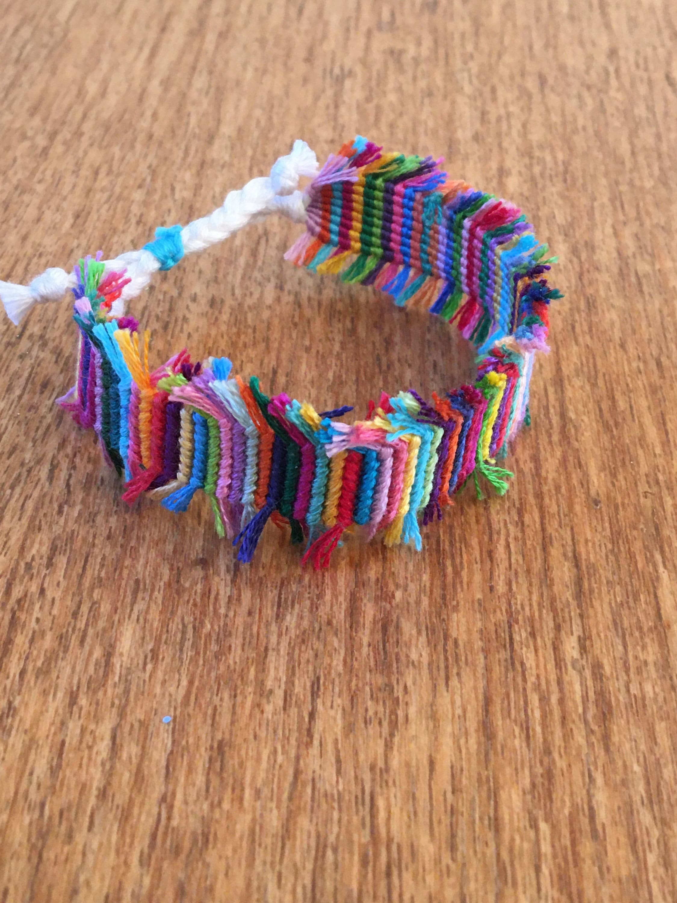 Rainbow Fringe Upcycled Woven Friendship Bracelet - Etsy