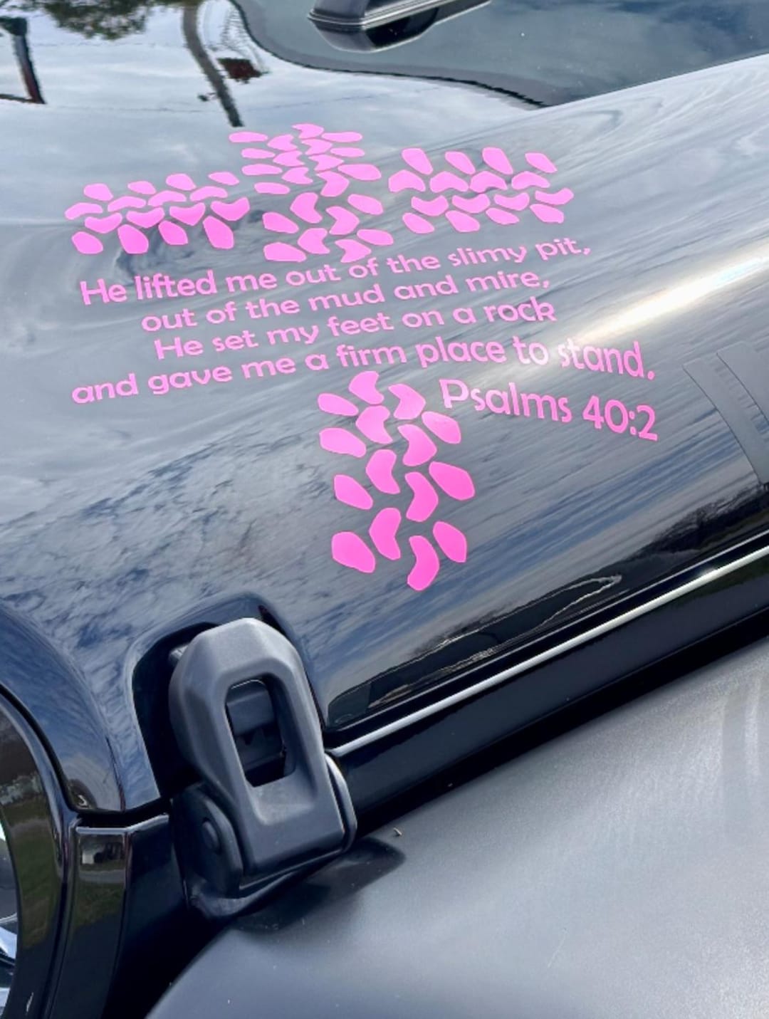 Jeep Hood Cross Scripture Psalms 40 2 - Etsy