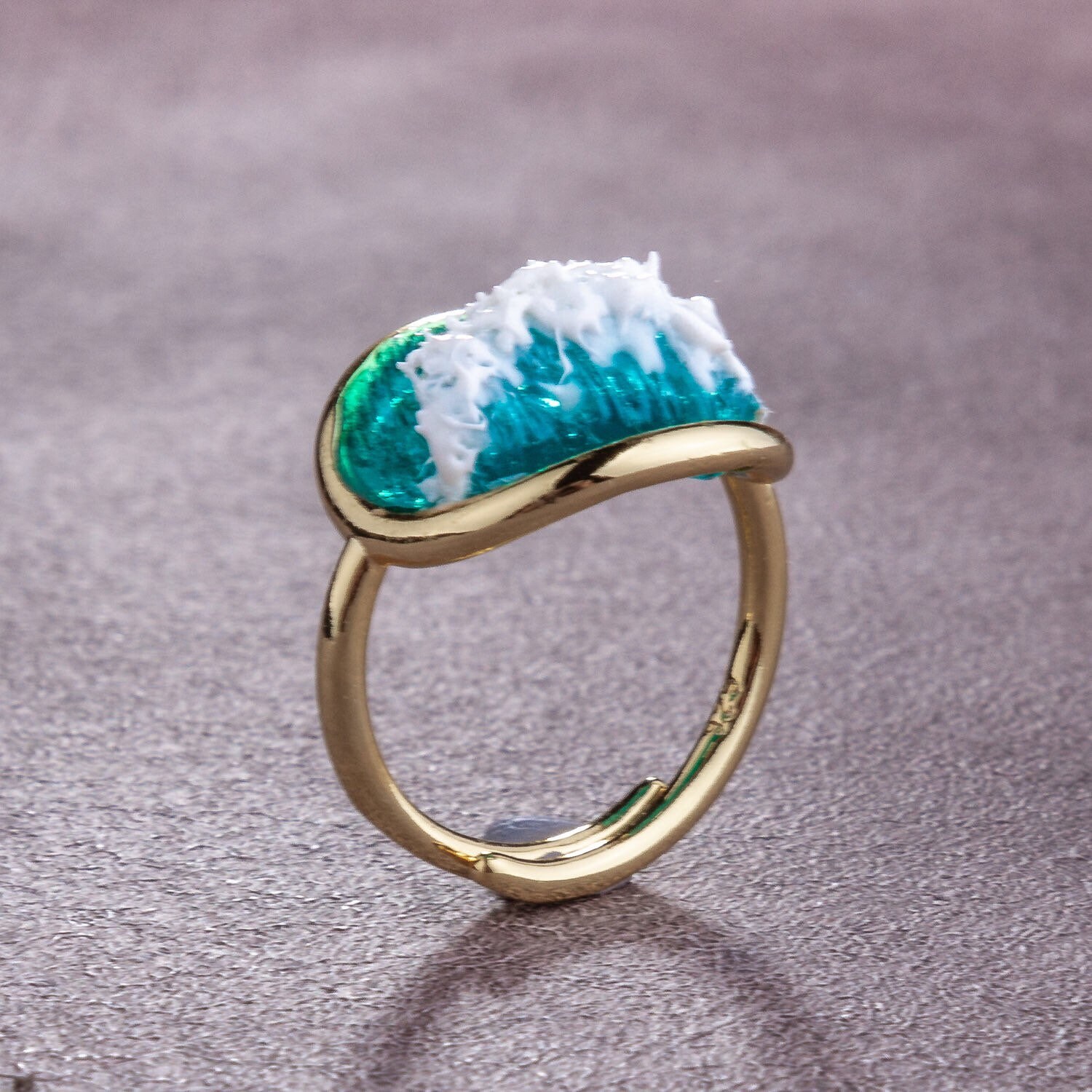 Gold Ring ocean Wave 3d Ocean Gift to Surf Lover - Etsy