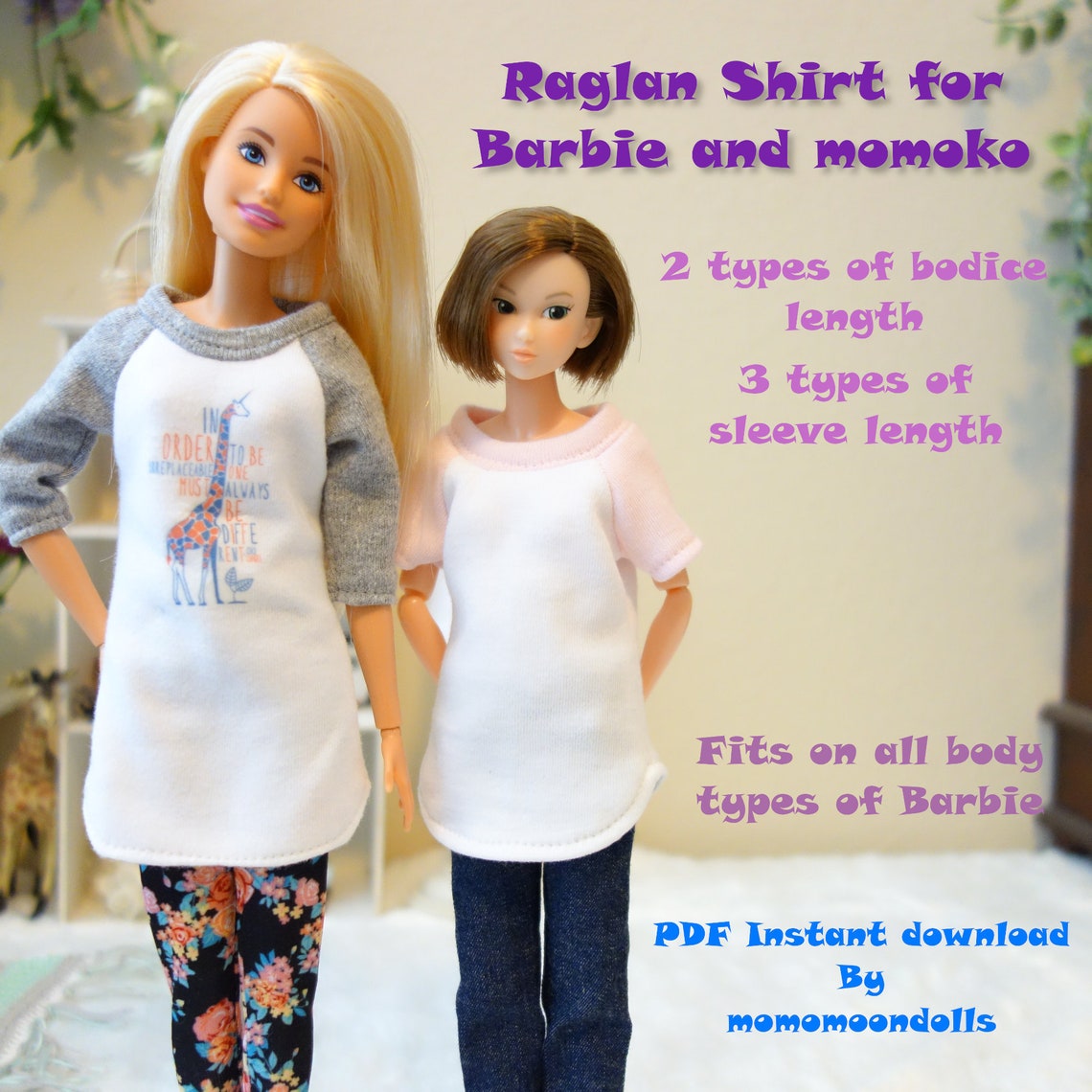 Raglan Shirt Pattern for Barbie and Momoko PDF Instant | Etsy