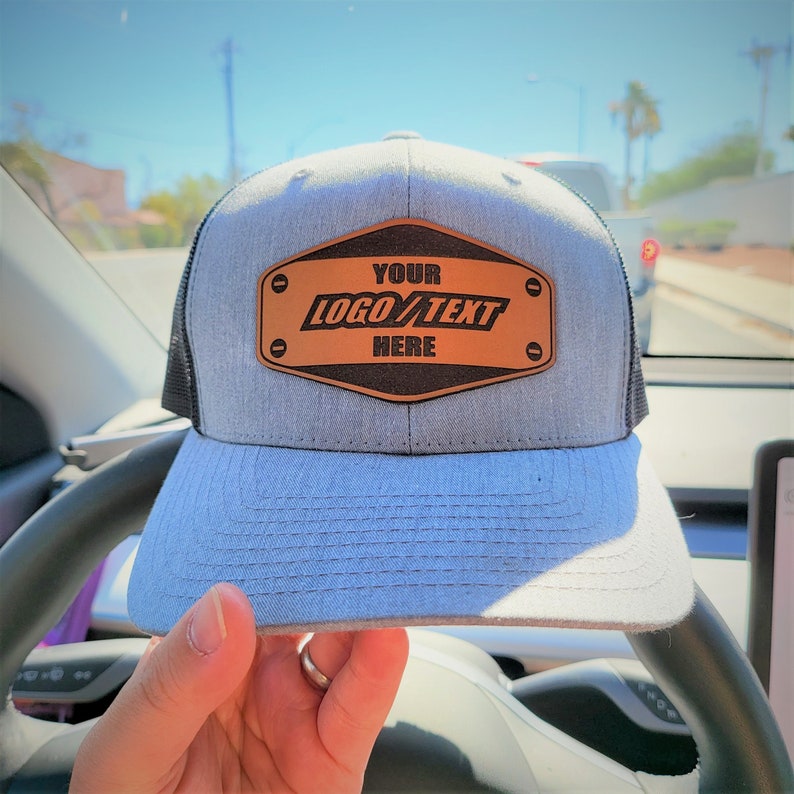 Custom Leather Patch Trucker Hat Laser Engraved Patches - Etsy