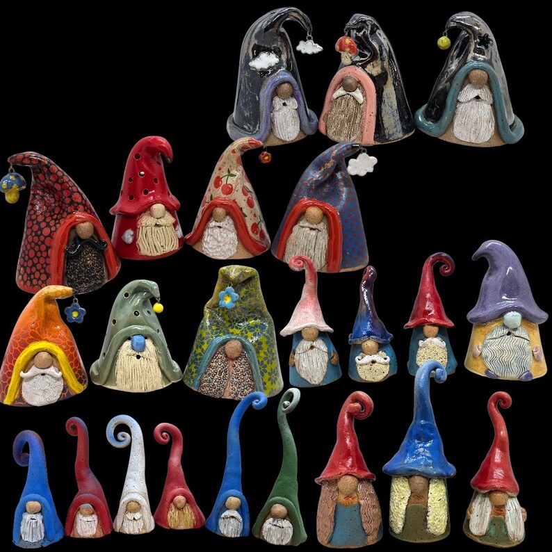 Small Handmade Gnomes Ceramic Figures Garden Lore Shelf Elf - Etsy