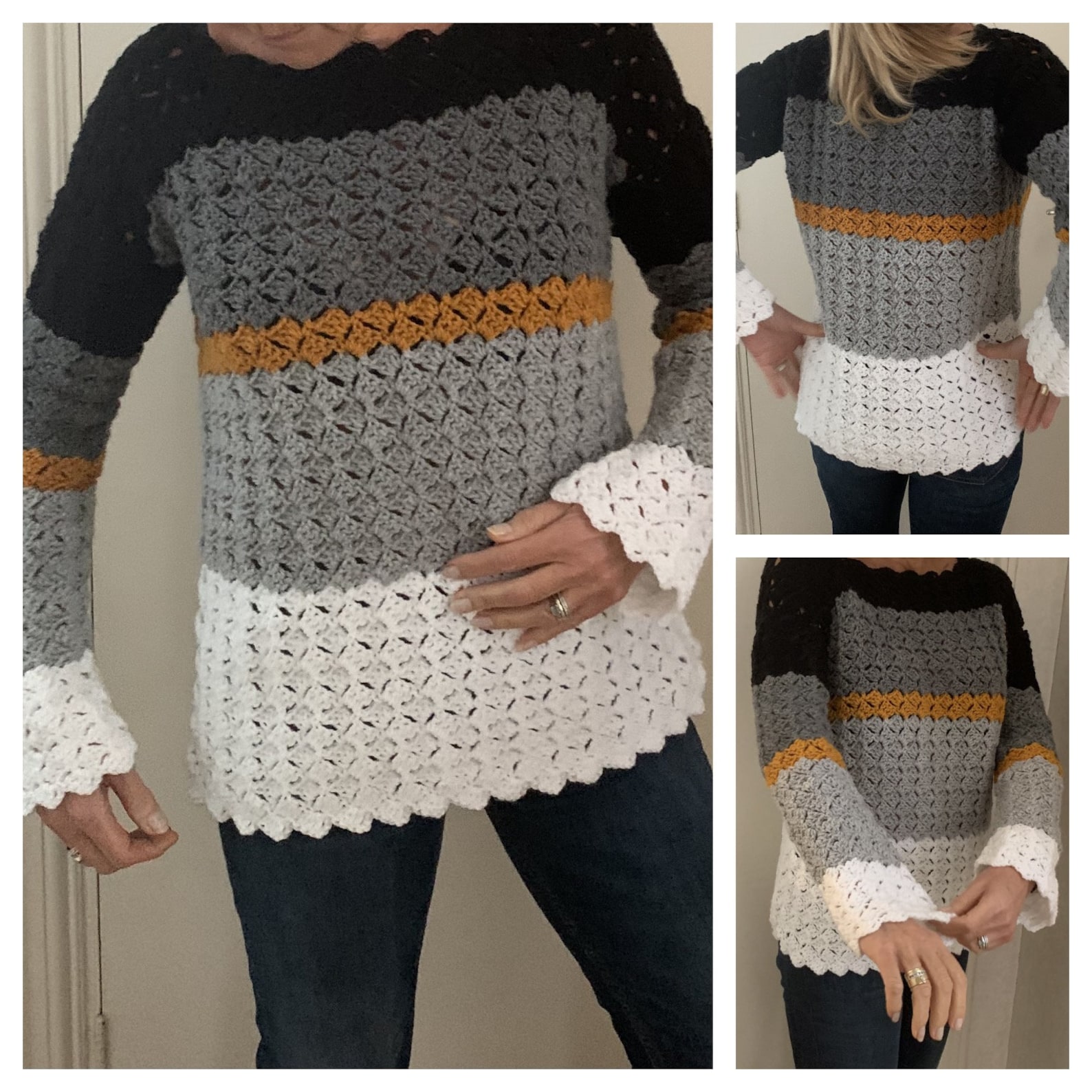 Slanted Squares Womens Sweater, Crochet Pattern English USA, Long ...