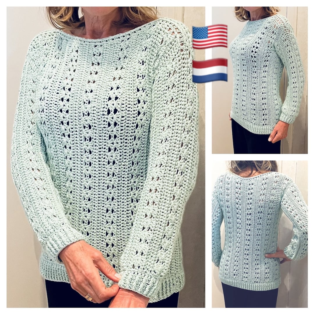 Lovely CJ Sweater, Women's Crochet Pattern, English USA & Dutch Sizes S ...