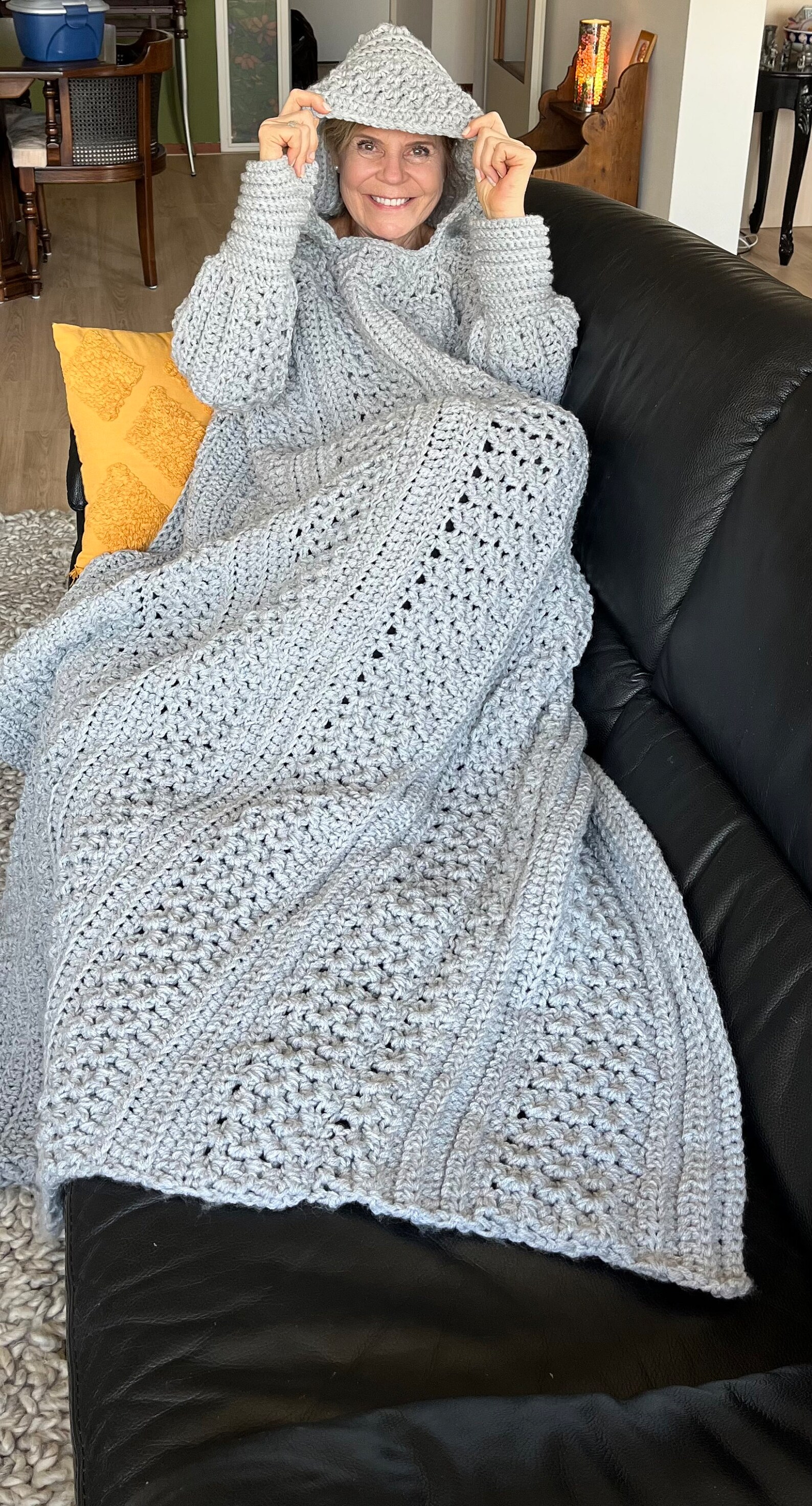 Snuggly Sofa Sweater, Crochet Pattern, English USA & Dutch, Hooded ...