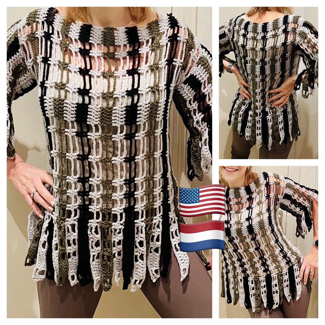 Avant Garde Sweater, Crochet Pattern English USA & Dutch, Boho Sweater ...
