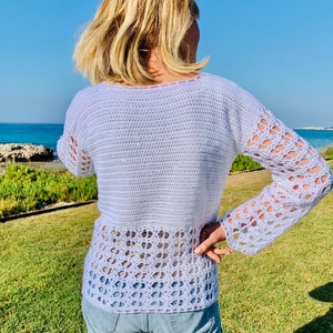 Crochet Pattern, Simple Cyprus Summer Crochet Sweater Pattern, Women's ...