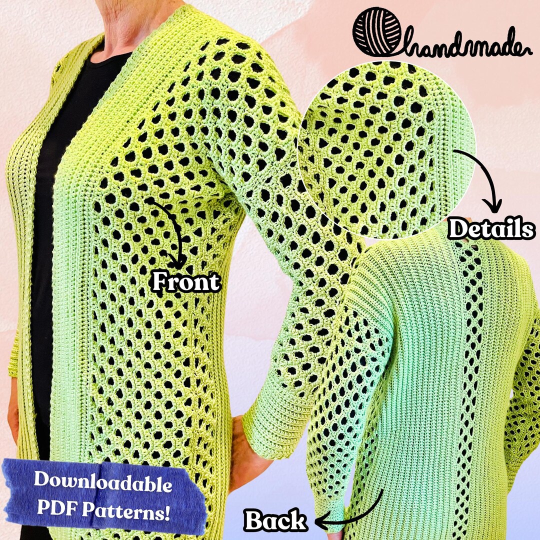 Holey Moley Cardi, Crochet Pattern, Cardigan Pattern, English USA ...