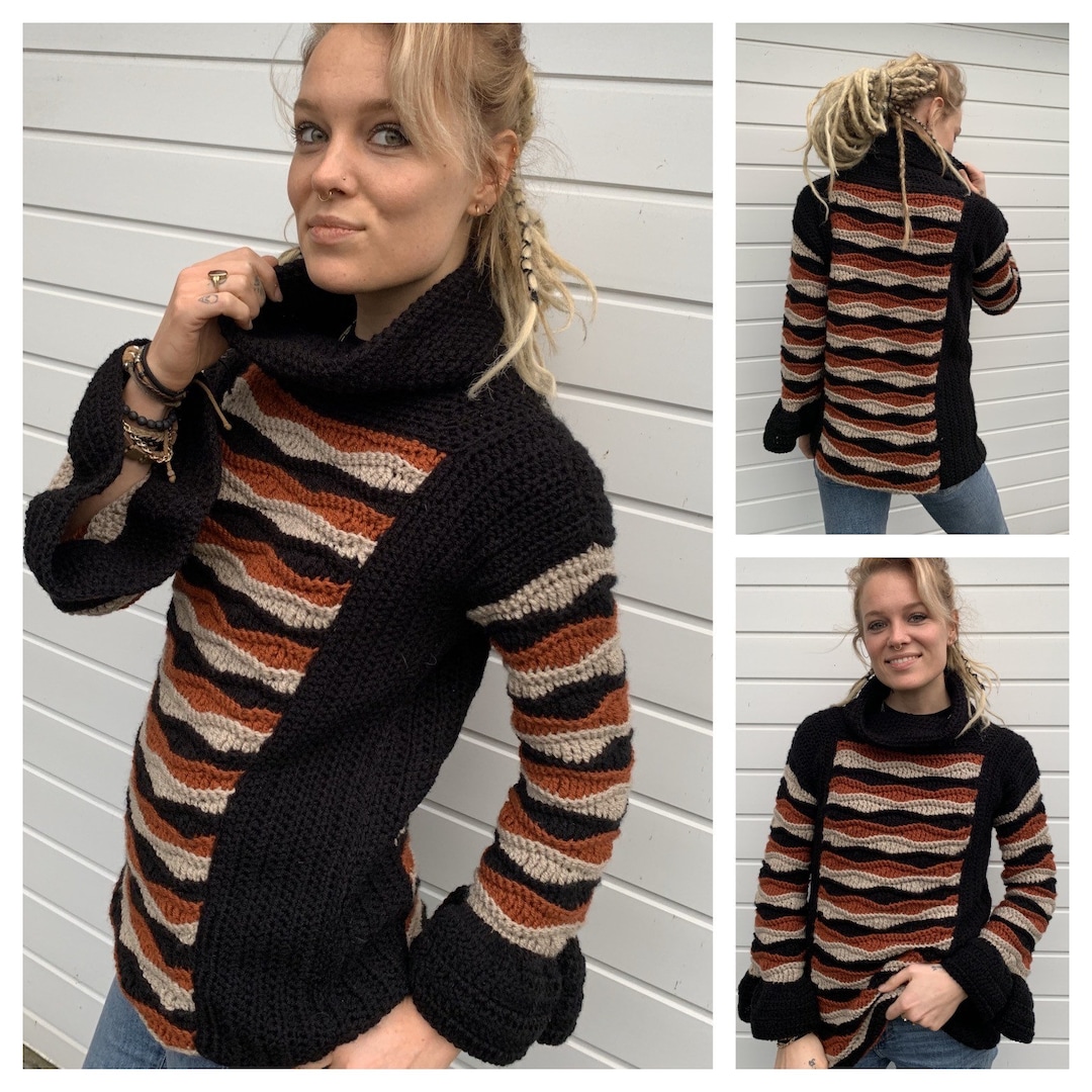 Crochet Pattern, Wave After Wave Crochet Sweater Pattern, Women's ...