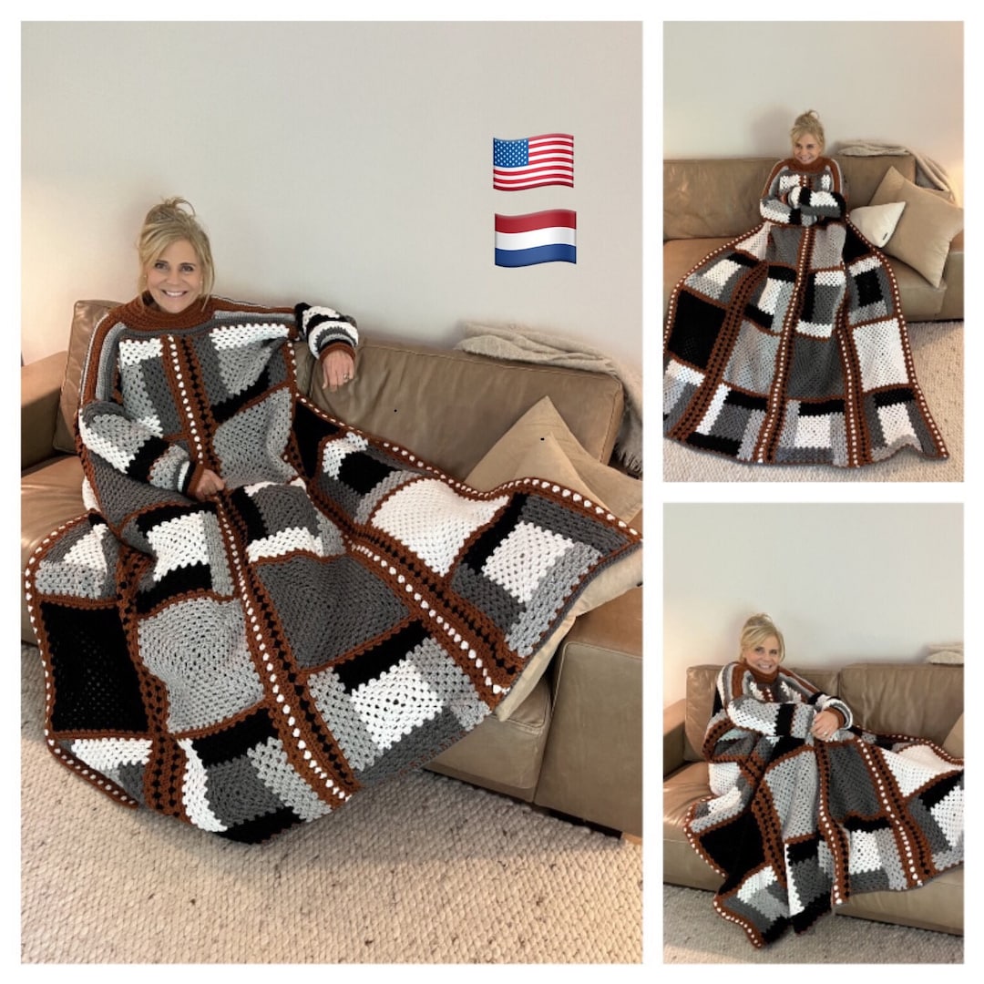 Artistic Blocks Sweater Blanket, Crochet Pattern USA & Dutch, Crochet ...