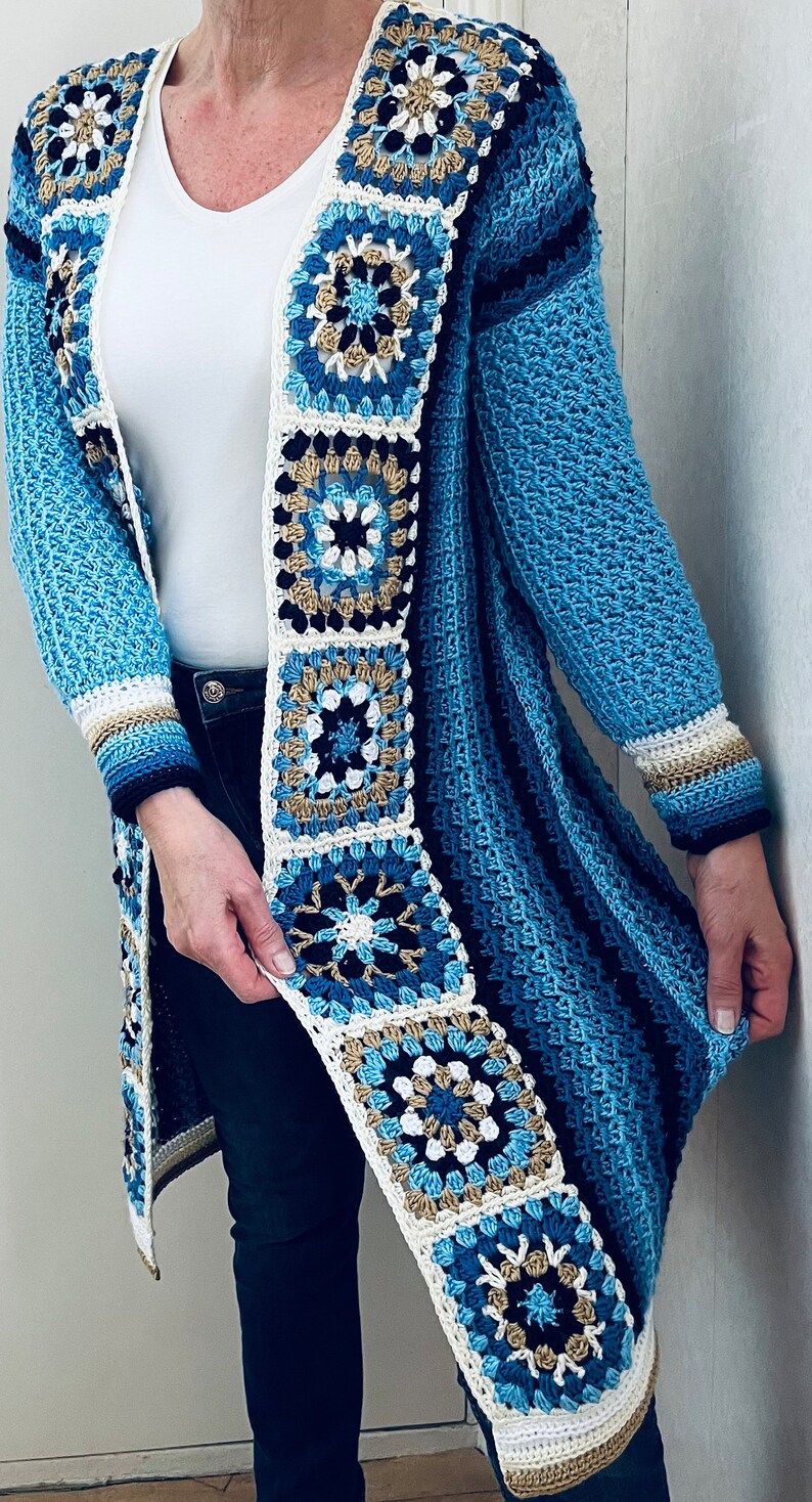 Long Square Affair Crochet Jacket, English Crochet Pattern USA & Dutch ...