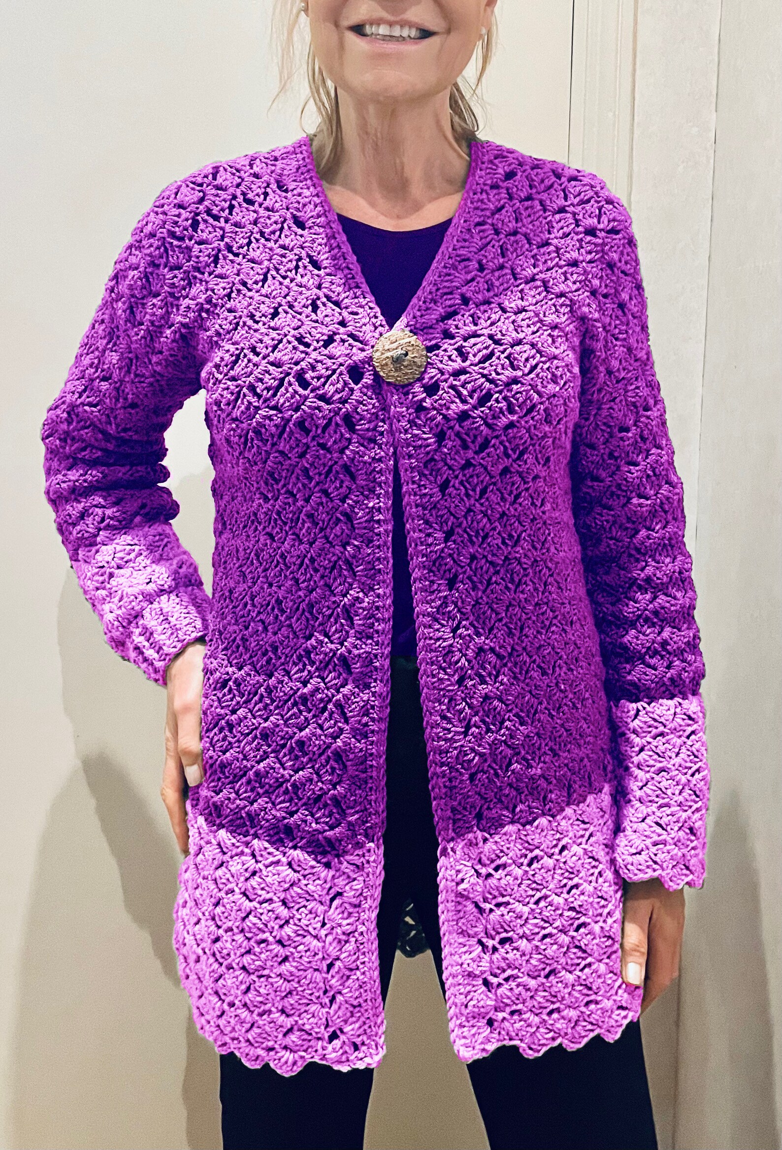 Johanna Two Toned Cardigan, Crochet Pattern, English USA & Dutch ...
