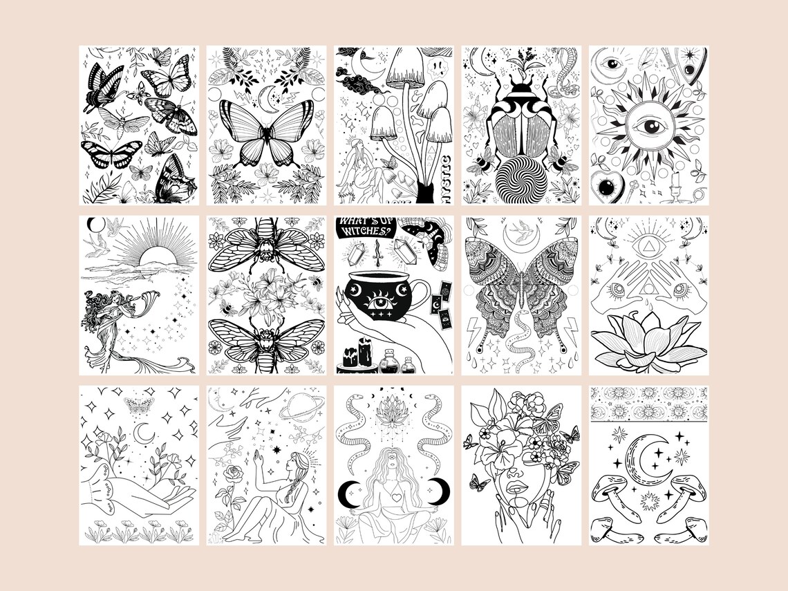 Coloring Book-aesthetic Coloring Book Stress Coloring - Etsy