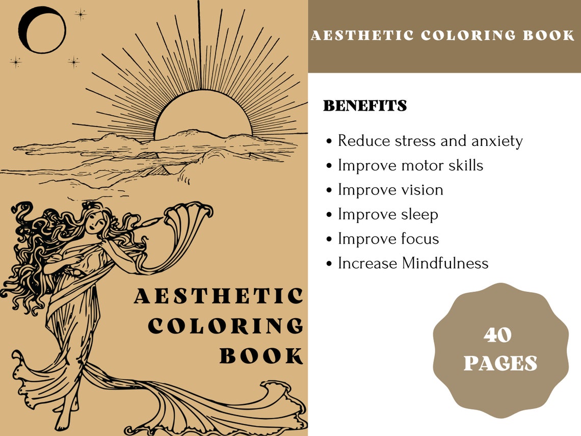 Coloring Book-aesthetic Coloring Book Stress Coloring | Etsy