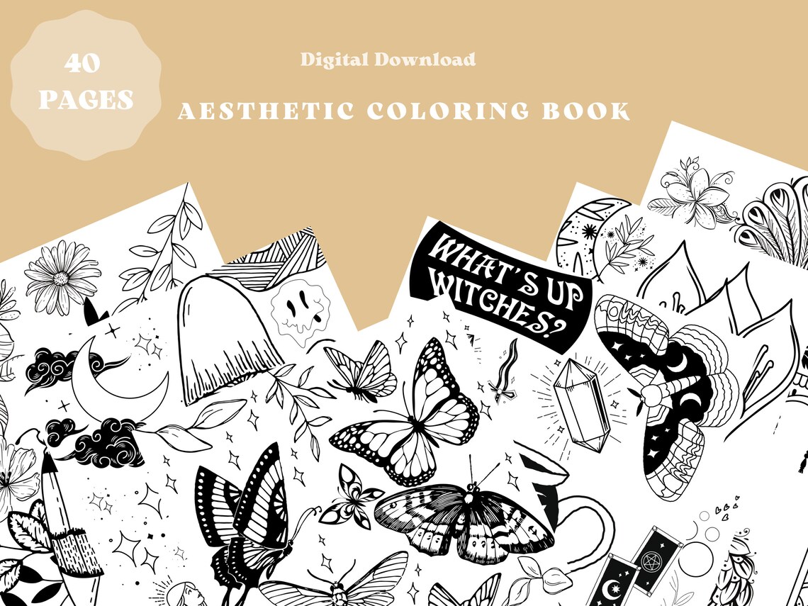 Coloring Book-aesthetic Coloring Book Stress Coloring | Etsy