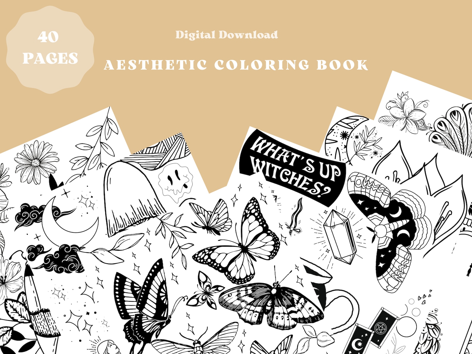 Coloring Book-aesthetic Coloring Book Stress Coloring | Etsy