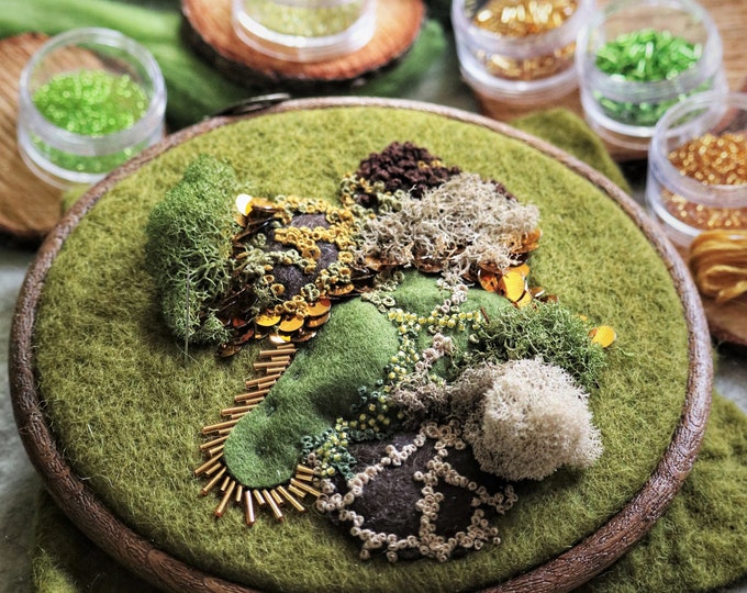 Woodland Moss Embroidery Art, Preserved Moss and Embroidery Hoop Art ...