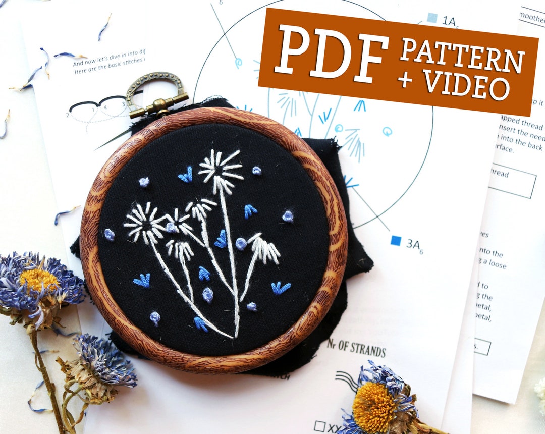 Botanical Embroidery Pattern PDF Download +video Tutorial|floral ...