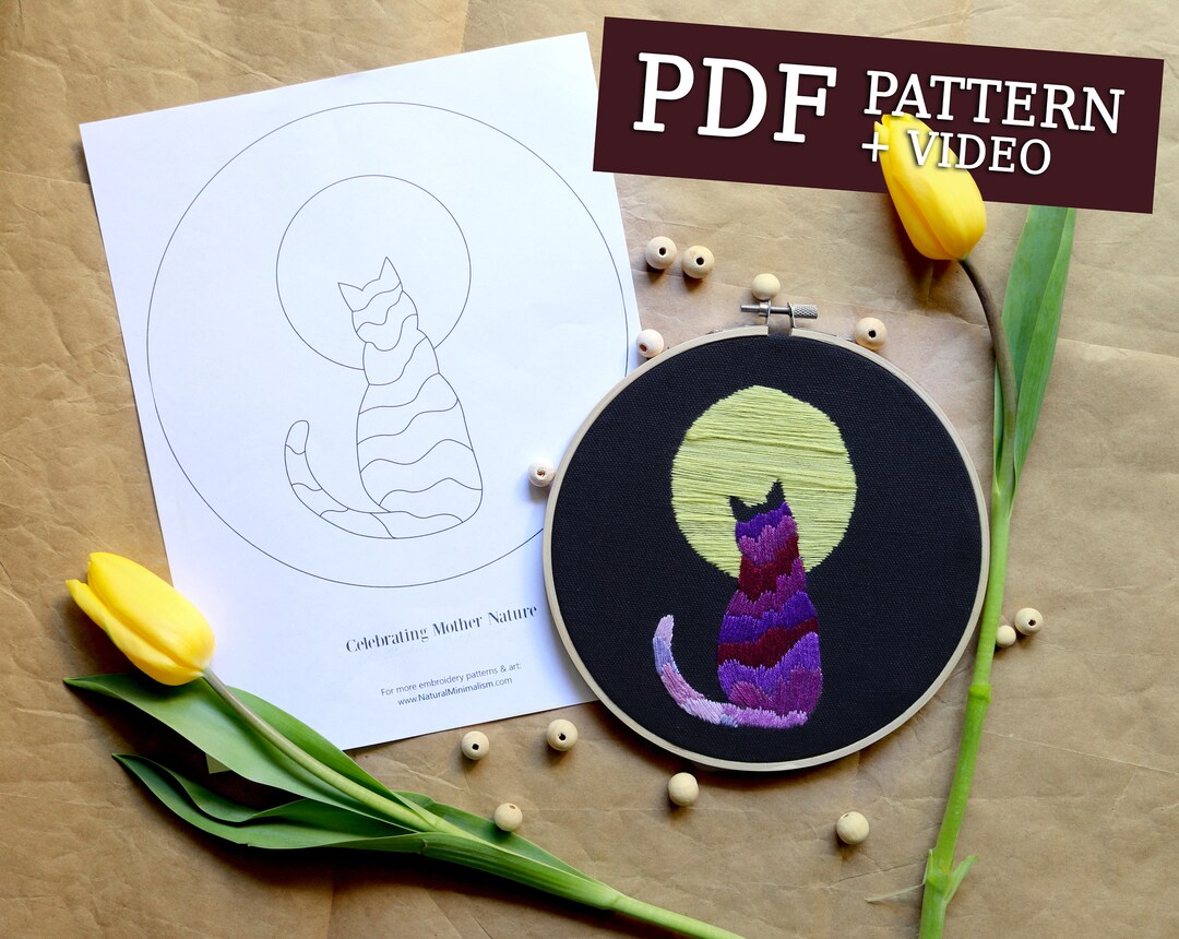 Cat Embroidery Pattern PDF Download Modern Embroidery Pattern - Etsy