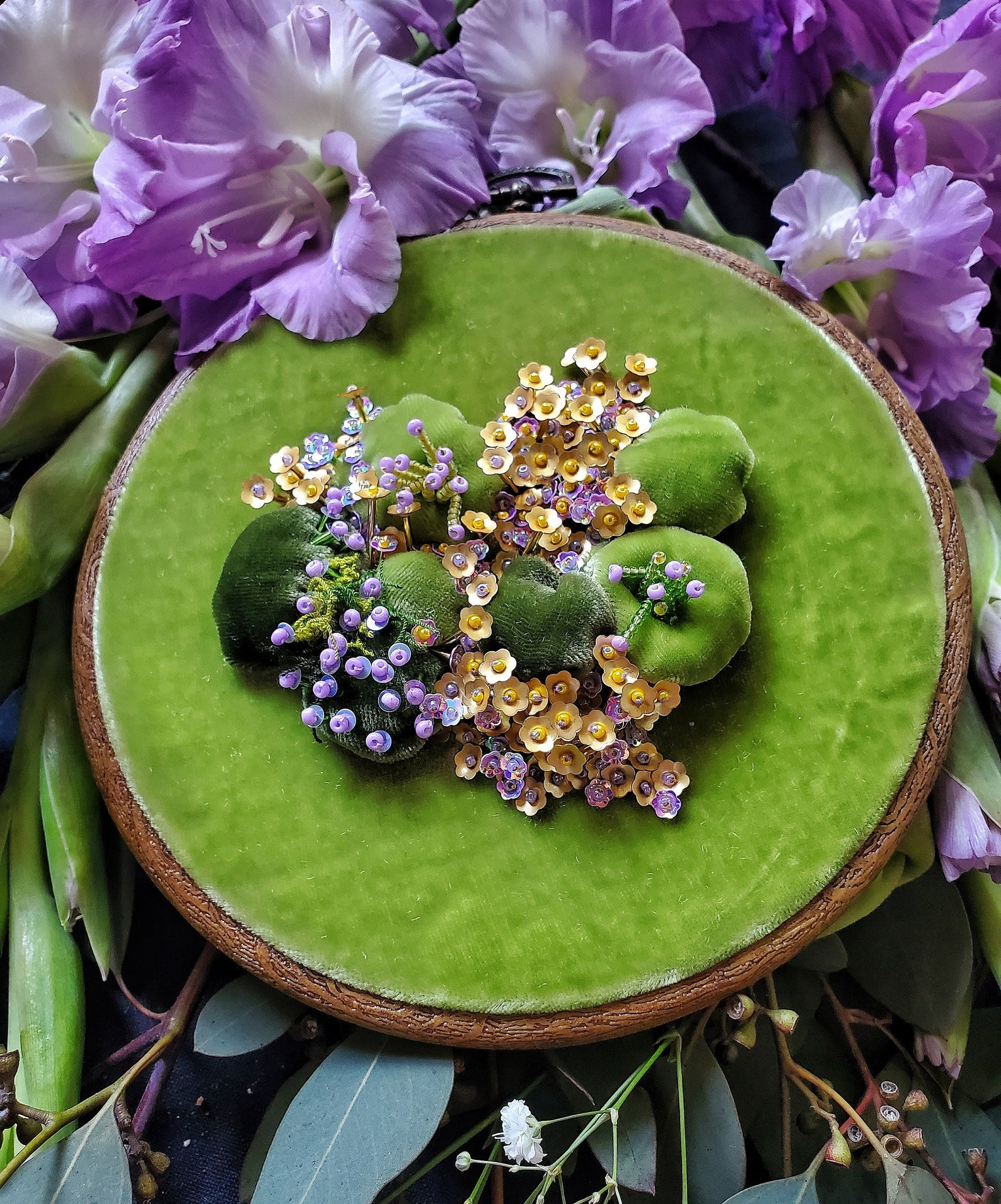 Floral Embroidery Art Moss Embroidery Art Modern 3D - Etsy