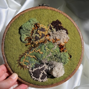 Woodland Moss Embroidery Art, Preserved Moss and Embroidery Hoop Art ...