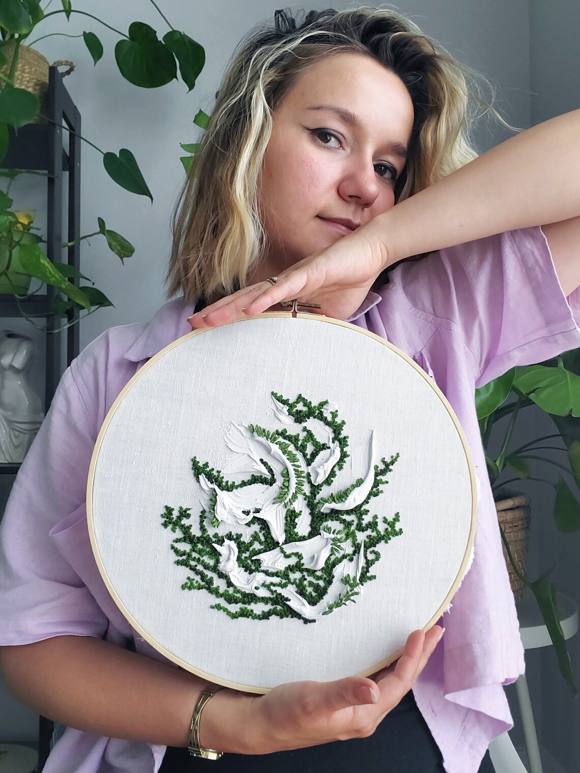 3D Moss Embroidery Art Textured Wall Art Abstract - Etsy