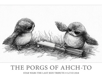 A4 Porg Poster. Star Wars the Last Jedi Tribute. | Etsy
