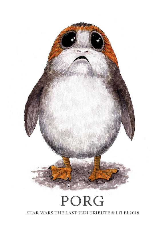 A4 Porg Poster. Star Wars the Last Jedi Tribute. | Etsy