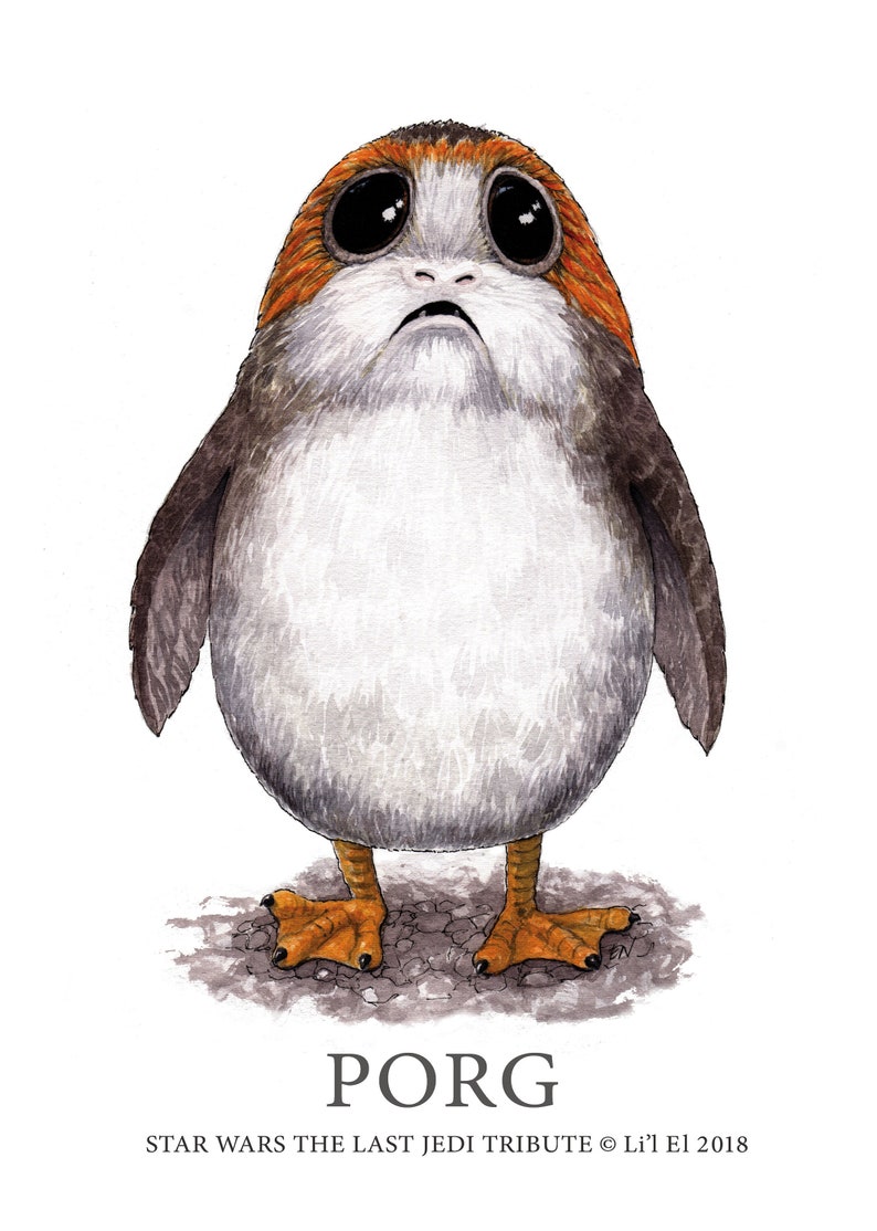 Star Wars The Last Jedi Tribute. A4 Porg Poster Prints Digital Prints ...