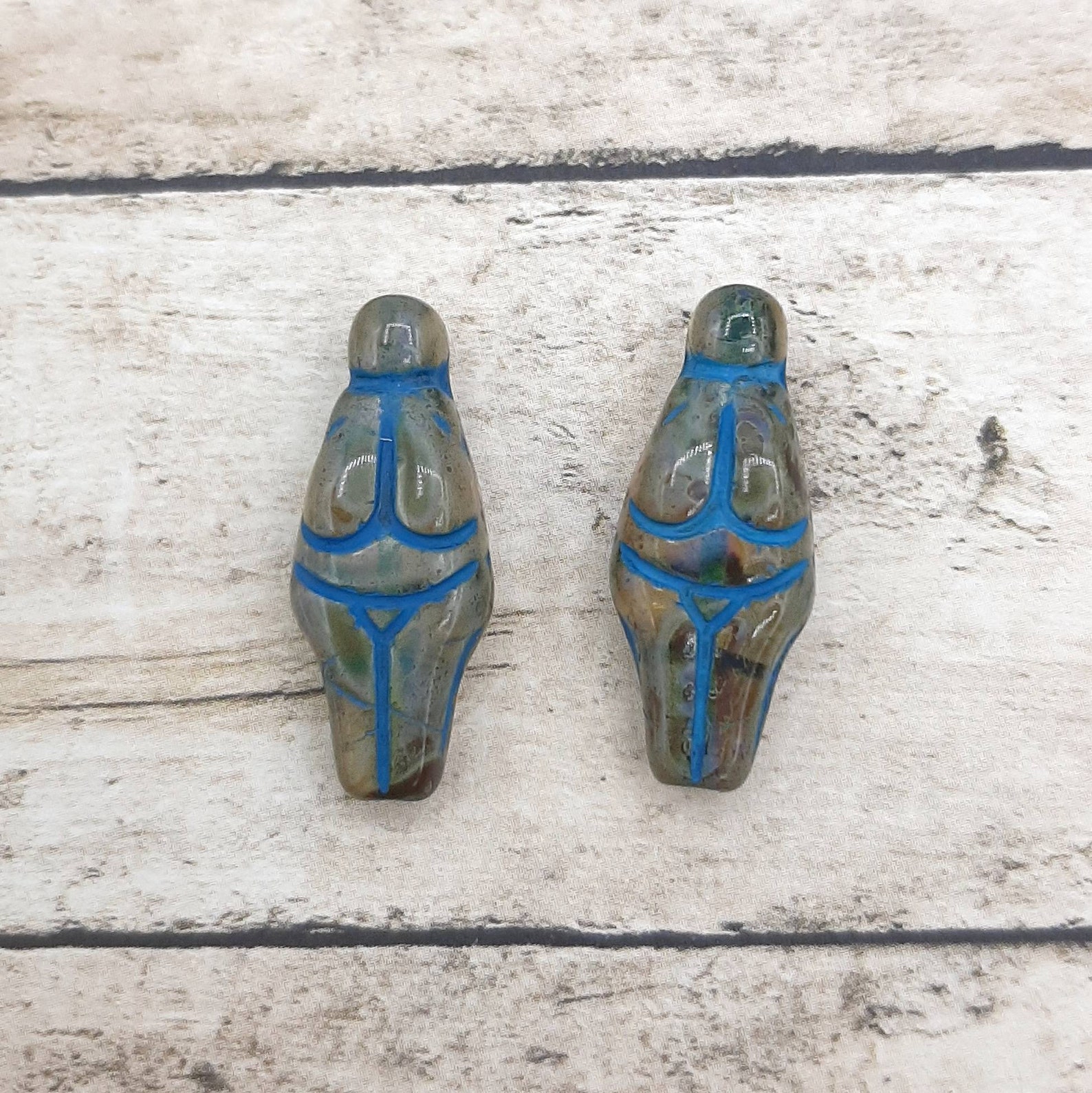 Rustic Tribal Goddess Venus of Willendorf Beads, Czech Glass in ...