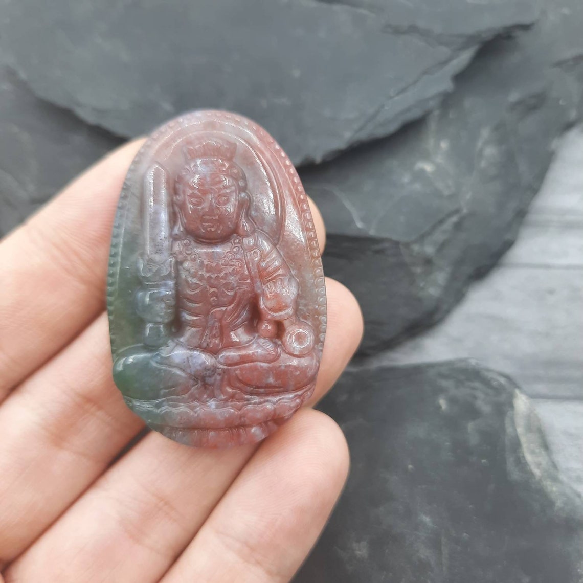 Protector Acala Acalanatha Bodhisattva Indian Agate Pendant | Etsy
