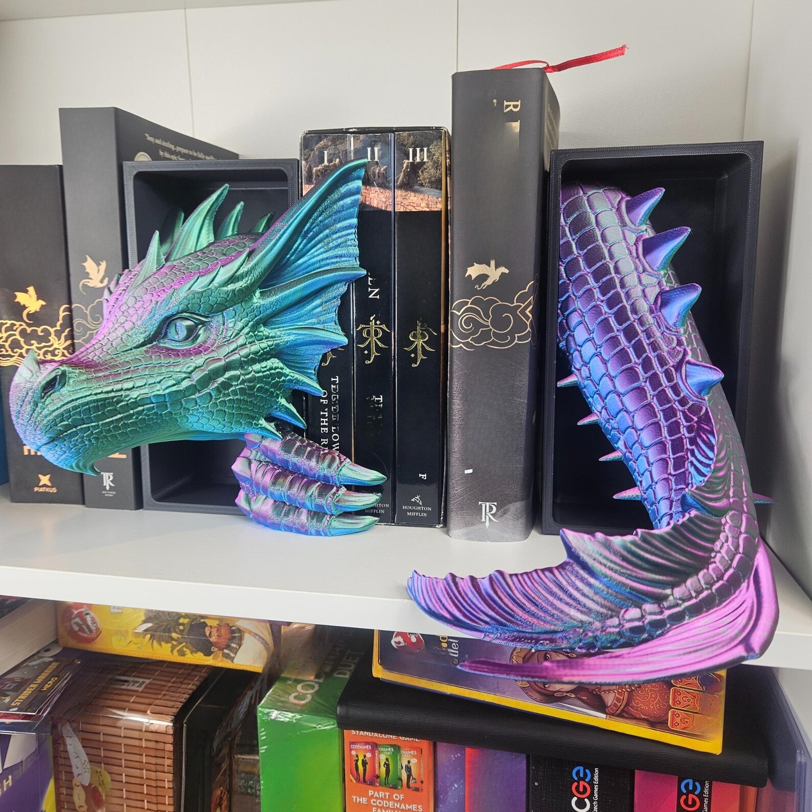 Sea Serpent Head & Tail Bookend Set | 2-piece Fantasy Book Nook Decor ...