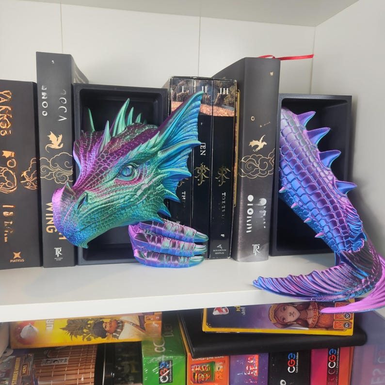 Sea Serpent Head & Tail Bookend Set | 2-piece Fantasy Book Nook Decor ...