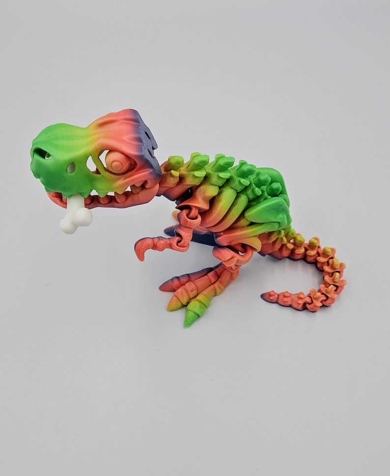 Flexi T-rex Fidget - Flexible Rexi With Bone 3D Printed Articulated ...