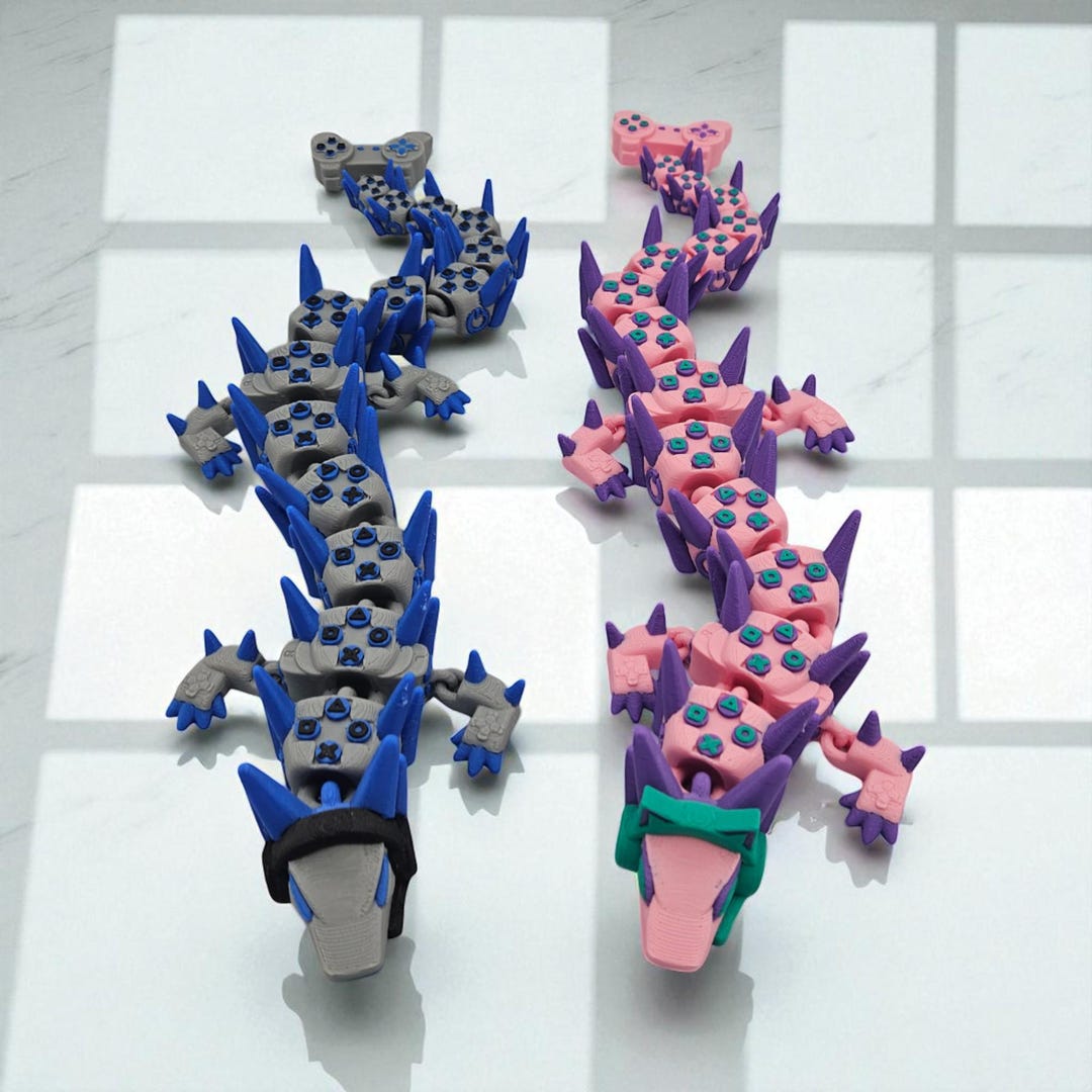 Gamer Guy & Girl Dragon Figurines – Articulating Fidget Dragons – 3D ...