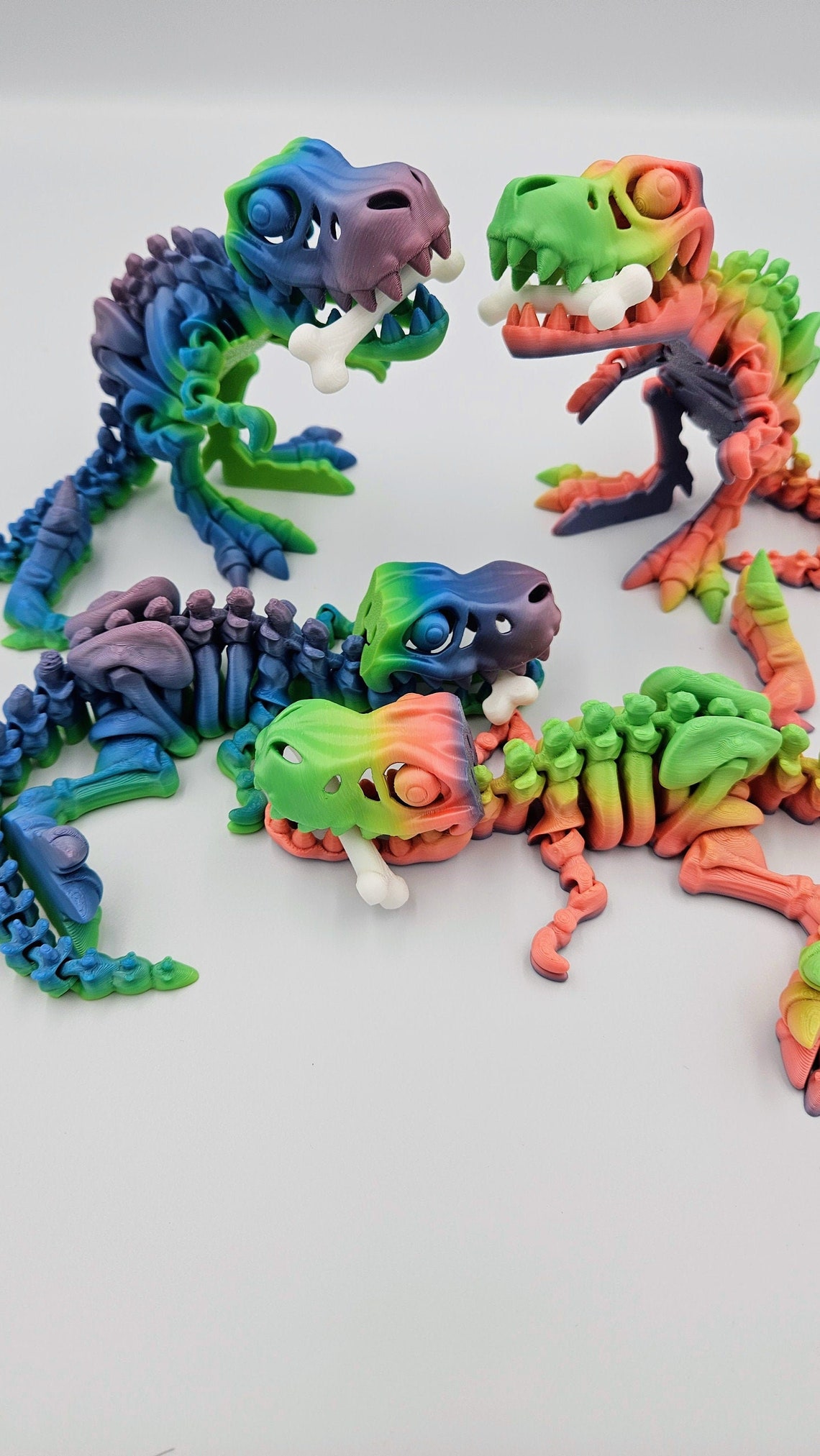 Flexi T-rex Fidget - Flexible Rexi With Bone 3D Printed Articulated ...