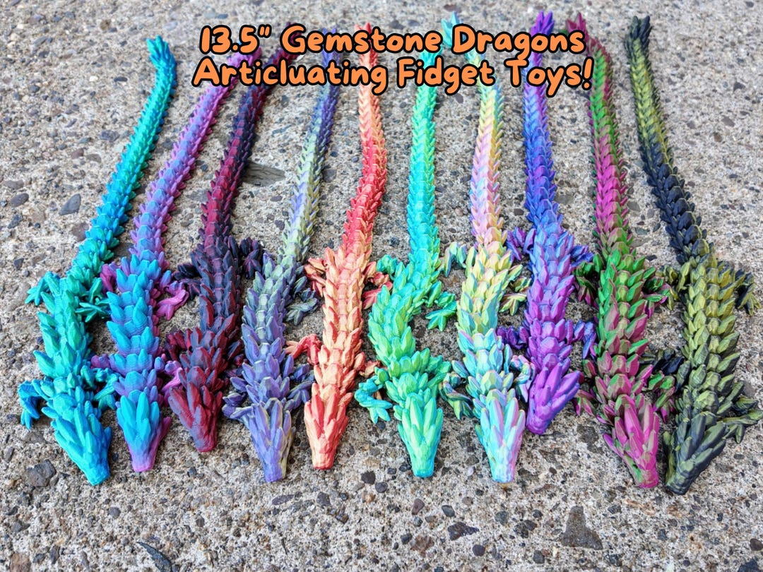 Gemstone Dragon Articulating Fidget Toys - 13.5 Dragons, Articulating ...